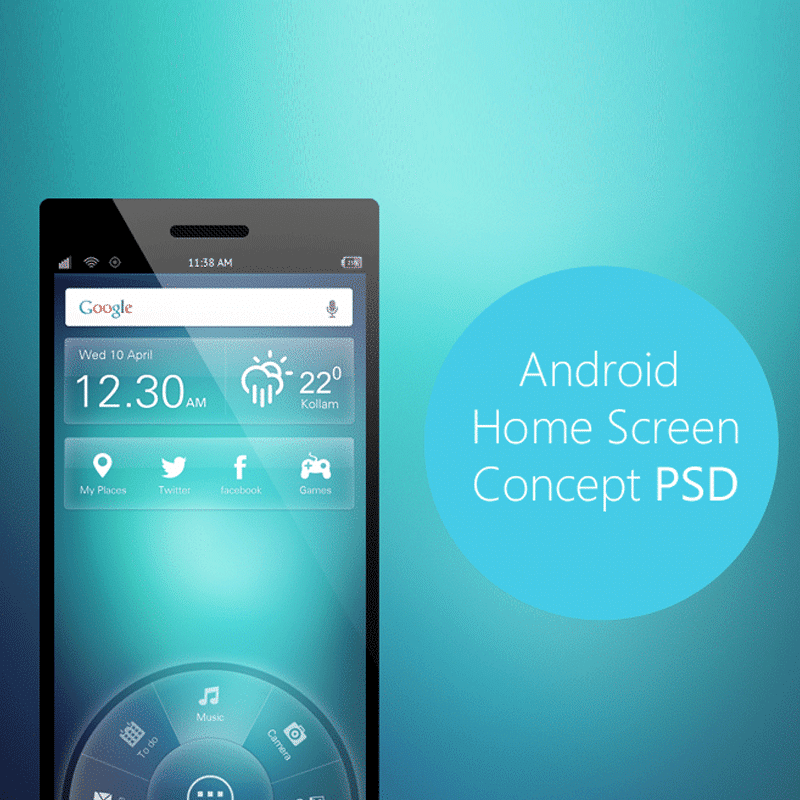 Android Home Screen Concept PSD - Freebie No: 87