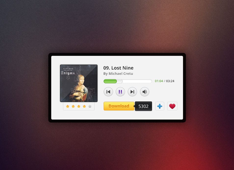 175+ Free Music Player UI PSD Templates