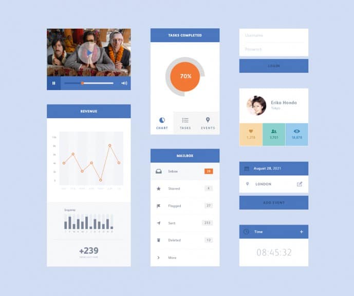 50+ Free Flat Style UI Kits
