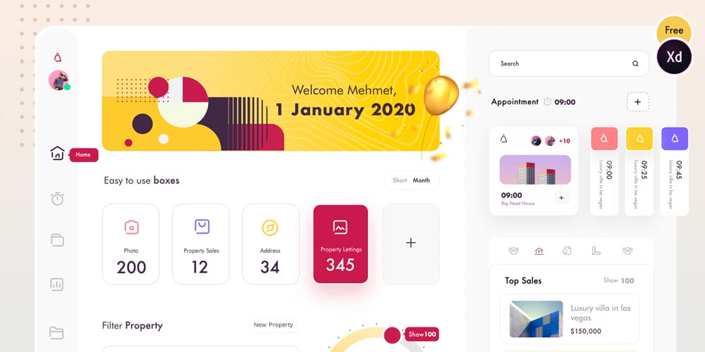 Free Dashboard UI Design PSD- Css Author