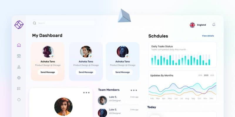Free Dashboard UI Design PSD- Css Author