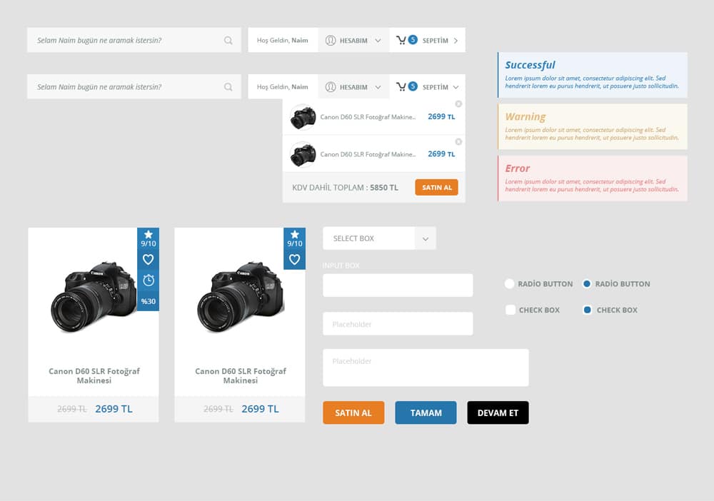 Latest Useful UI Elements PSD For E-commerce Websites
