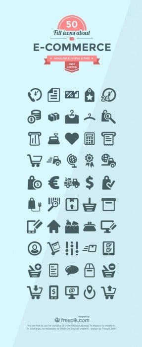 50+ E-commerce Icon Set ( Vector ) – Freebie No:155