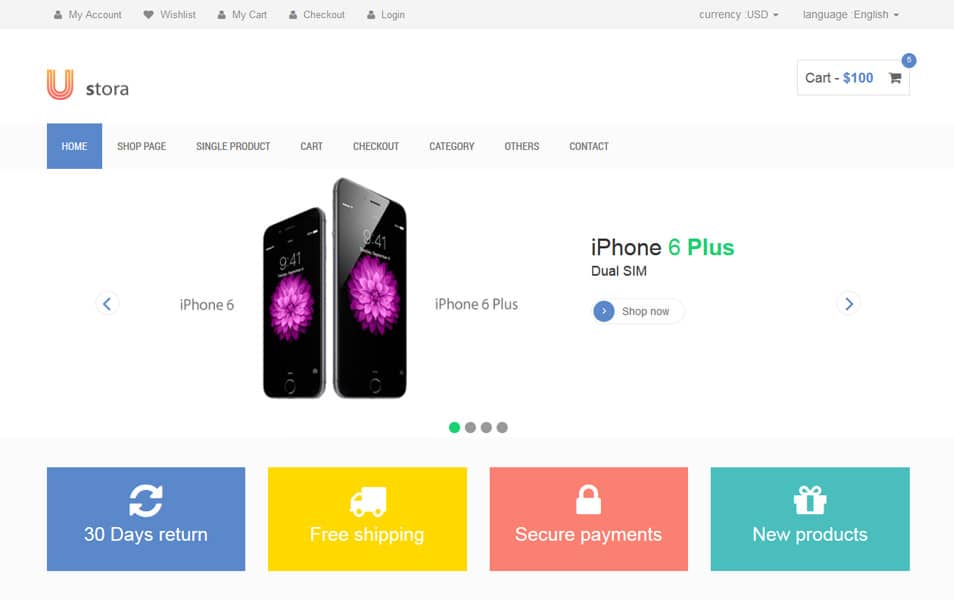 Ecommerce Template Bootstrap 4 Free Serat