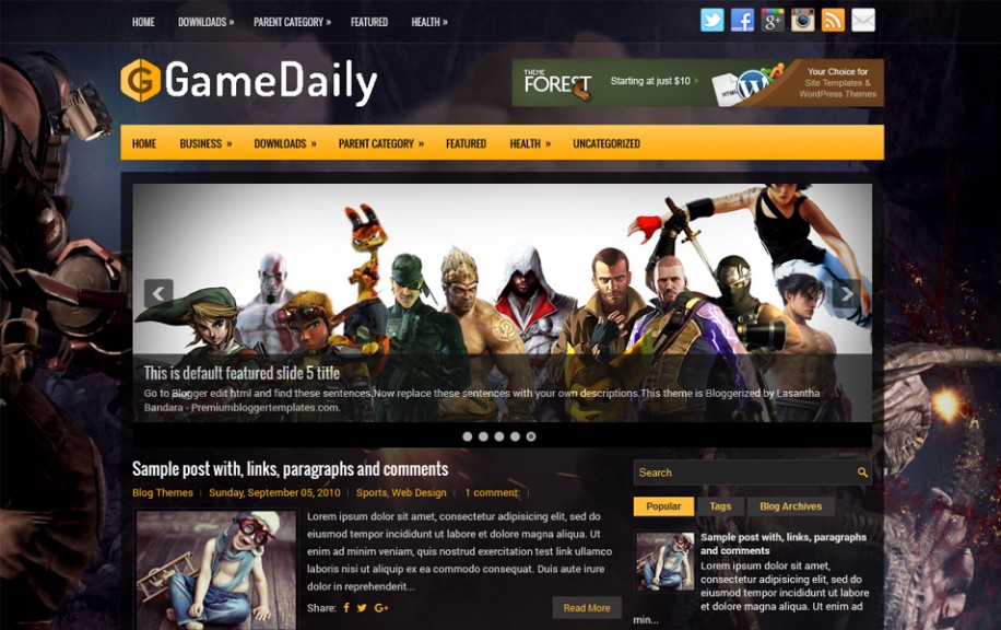 Responsive Game Blogger Templates - Best Free Templates 2020