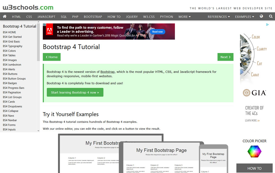 W3School Bootstrap Template Denah