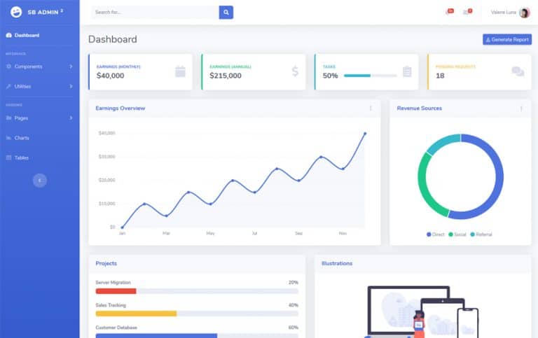 50+ Free Bootstrap 4 Admin Dashboard Templates 2021 – Yes Web Designs