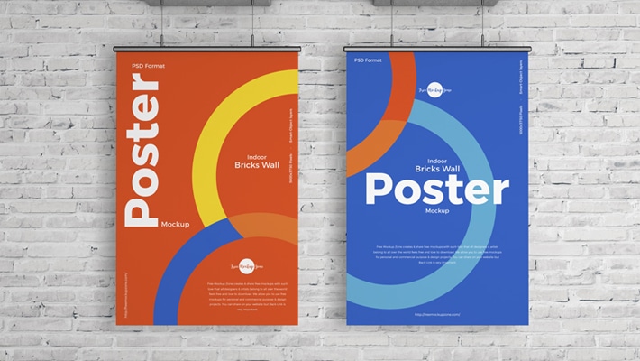 Free Indoor Bricks Wall Poster Mockup » CSS Author